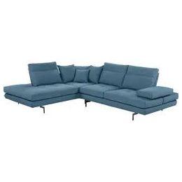 Ecksofa Calia italia "Toby Wing, B/T: 288/232 cm, Designsofa, Premium Sitzkomfort, L-Form", blau (turchese quebec), B:288cm H:90cm T:232cm, Synthetische Faser (100% Polyester), Sofas, Ecksofa, Sitztiefenverstellung, wahlw. mit Kissen-Set,F&uuml;&szlig;e schwarz matt