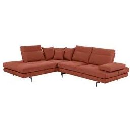 Ecksofa Calia italia "Toby Wing, B/T: 288/232 cm, Designsofa, Premium Sitzkomfort, L-Form", rot (rosso quebec), B:288cm H:90cm T:232cm, Synthetische Faser (100% Polyester), Sofas, Ecksofa, Sitztiefenverstellung, wahlw. mit Kissen-Set,F&uuml;&szlig;e schwarz matt
