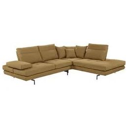 Ecksofa Calia italia "Toby Wing, B/T: 288/232 cm, Designsofa, Premium Sitzkomfort, L-Form", beige (senape quebec), B:288cm H:90cm T:232cm, Synthetische Faser (100% Polyester), Sofas, Ecksofa, Sitztiefenverstellung, wahlw. mit Kissen-Set,F&uuml;&szlig;e schwarz matt