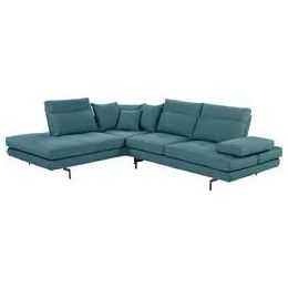 Ecksofa Calia italia "Toby Wing, B/T: 288/232 cm, Designsofa, Premium Sitzkomfort, L-Form", blau (azzurro quebec), B:288cm H:90cm T:232cm, Synthetische Faser (100% Polyester), Sofas, Ecksofa, Sitztiefenverstellung, wahlw. mit Kissen-Set,F&uuml;&szlig;e schwarz matt