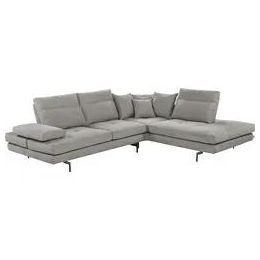 Ecksofa Calia italia "Toby Wing, B/T: 288/232 cm, Designsofa, Premium Sitzkomfort, L-Form", grau (grigio mario), B:288cm H:90cm T:232cm, Mikrofaser mit Nubuk Optik (100% Polyester), Sofas, Ecksofa, Sitztiefenverstellung, wahlw. mit Kissen-Set,F&uuml;&szlig;e schwarz matt