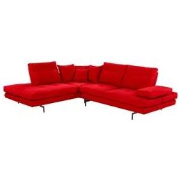 Ecksofa Calia italia "Toby Wing, B/T: 288/232 cm, Designsofa, Premium Sitzkomfort, L-Form", rot (rosso mario), B:288cm H:90cm T:232cm, Mikrofaser mit Nubuk Optik (100% Polyester), Sofas, Ecksofa, Sitztiefenverstellung, wahlw. mit Kissen-Set,F&uuml;&szlig;e schwarz matt