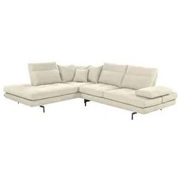 Ecksofa Calia italia "Toby Wing, B/T: 288/232 cm, Designsofa, Premium Sitzkomfort, L-Form", wei&szlig; (avorio mario), B:288cm H:90cm T:232cm, Mikrofaser mit Nubuk Optik (100% Polyester), Sofas, Ecksofa, Sitztiefenverstellung, wahlw. mit Kissen-Set,F&uuml;&szlig;e schwarz matt
