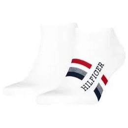 Sneakersocken Tommy Hilfiger "TH MEN SNEAKER 2P HILFIGER TAB", Herren, Gr. 43-46, wei&szlig;, Baumwollmischung, normal, Socken Sneakersocken, Atmungsaktiv, Markenlogo