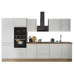 K&uuml;chenzeile KOCHSTATION "Florida", wei&szlig; (k&uuml;che: wei&szlig;, front: wei&szlig; matt, korpus: artisan eiche, arbeitsplatte: artisan eiche), B:340cm H:211cm T:60cm, Komplettk&uuml;chen-Sets, K&uuml;chenzeile, Breite 340 cm, wahlweise mit E-Ger&auml;ten,Softclose f&uuml;r T&uuml;ren/Schubk&auml;sten