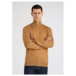 Troyer LINDBERGH "Troyer Slim Fit", Herren, Gr. L, braun (camel mel), Obermaterial: 80% Viskose, 20% Nylon, hoch geschlossener Ausschnitt, Pullover Troyer