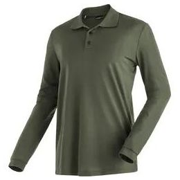 Langarm-Poloshirt Maier Sports "Ulrich L/S", Herren, Gr. XXL, gr&uuml;n (moosgr&uuml;n), 100% Polyester, Shirts, Herren Polo langarm, leichtes Funktionsshirt, Langarmshirt, Reg. Fit