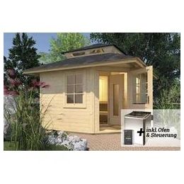 Saunahaus Weka "Kurikka", beige (natur), Bio-Ofen, externe Steuerung, 7,5 kW, Saunen, 7,5 kW Bio-Ofen mit digitaler Steuerung