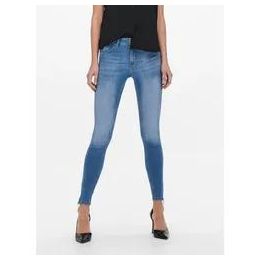 Skinny-fit-Jeans Only "ONLBLUSH MID SKINNY ANKLE ZIP DNM BOX", Damen, Gr. XS (34), L&auml;nge 30, blau (light blau denim), Denim/Jeans, Obermaterial: 92% Baumwolle, 6% Elastomultiester, 2% Elasthan, unifarben, skinny fit kn&ouml;chellang, Jeans
