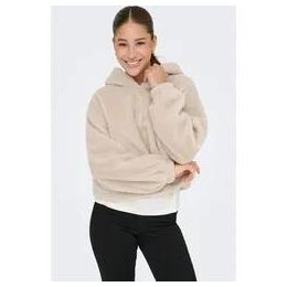 Fleecejacke Only "ONLSIENA TEDDY ANORAK LIFE CC OTW", Damen, Gr. M, grau (pumice stone), Web, Obermaterial: 100% Polyester, unifarben, regular fit, B&uuml;ndchen, Jacken Fleecejacke