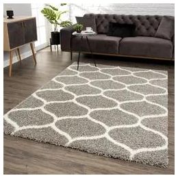Hochflor-Teppich Sanat "Madrid", grau (hellgrau), B:80cm H:30mm L:150cm, Kunstfaser, Teppiche, Wohnzimmer, Langflor, Shaggy Teppich