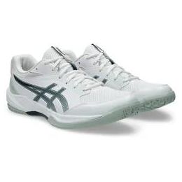 Hallenschuh asics "GEL-TASK 4", Herren, Gr. 46,5, wei&szlig; (wei&szlig;, tranquil teal), Synthetik, Schuhe Hallenschuh, f&uuml;r Hallensport