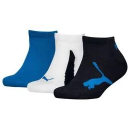 Sneakersocken Puma "Puma KIDS BWT SNEAKER 3P", M&auml;dchen, Gr. 39-42, wei&szlig; (navy, wei&szlig;, strong blau), Baumwollmischung, normal, Socken Sneakersocken, Flache Zehenn&auml;hte, Logo
