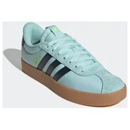 Sneaker Adidas SPORTSWEAR "VL COURT 3.0", Damen, Gr. 39, semi flash aqua, aurora ink, lucid lemon, Leder, Textil, Schuhe Sneaker, Design auf den Spuren des Adidas Samba