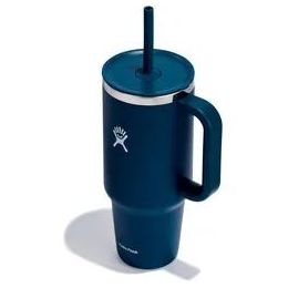 Thermobecher Hydro Flask "All Around Travel Tumbler in den Gr&ouml;&szlig;en 24 oz/ 32 oz / 40 oz", lila (indigo), H:32,13cm, Edelstahl, Trinkgef&auml;&szlig;e, Thermobecher, Thermo Cup mit Strohhalm, 709 ml/ 946 ml/ 1182 ml