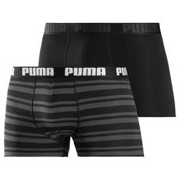 Boxershorts Puma "Puma MEN EVERYDAY PLACED LOGO BOXERS", Herren, Gr. M, schwarz (schwarz, gestreift, schwarz, uni), Jersey, Obermaterial: 95% Baumwolle, 5% Elasthan, unifarben, normal, Unterhosen, mit Logo Webbund