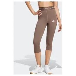 Trainingstights Adidas PERFORMANCE "TF CAPRI L", Damen, Gr. M, N-Gr, earth strata, normal, gr., Obermaterial: 73% Polyester, 27% Elasthan, Hosen