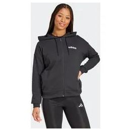 Kapuzensweatshirt Adidas SPORTSWEAR "W LIN FT FZ HD", Damen, Gr. XS, schwarz-wei&szlig; (schwarz, wei&szlig;), Obermaterial: 55% Baumwolle, 36% Polyester, 9% Viskose, normal, Rundhals, angesetztes B&uuml;ndchen, Sweatshirts
