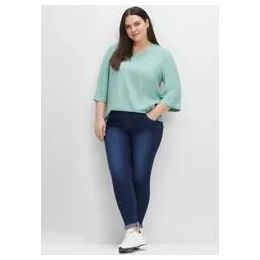 Jeansjeggings sheego, Damen, Gr. 44, Normalgr&ouml;&szlig;en, blau (dunkelblau denim), 76% Baumwolle, 22% Polyester, 2% Elasthan, unifarben, lang, Jeans