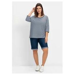 Jeansbermudas sheego, Damen, Gr. 46, Normalgr&ouml;&szlig;en, blau (blau denim, dunkelblau denim), 81% Baumwolle, 17% Polyester, 2% Elasthan, unifarben, kurz, Jeans