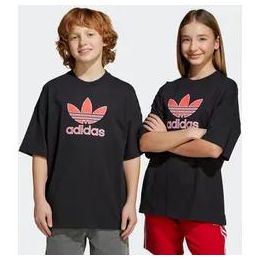 T-Shirt Adidas ORIGINALS "OVERSIZE TREFOIL", Jungen, Gr. 146, schwarz, Obermaterial: 100% Baumwolle, normal, Rundhals, Shirts T-Shirt, lockerer und l&auml;ssiger Schnitt, f&uuml;r Kinder, mit gro&szlig;em Trefoil-Logo