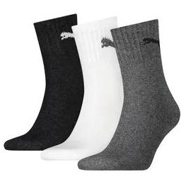 Sportsocken Puma "short crew", Herren, Gr. 35-38, schwarz-wei&szlig; (grau, schwarz, wei&szlig;), Baumwollmischung, Elasthan, Polyamid, Polyester, uni und meliert, elastisch, Socken Sportsocken, gepolsterte Frottee-Sohle, atmungsaktiv