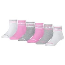 Sportsocken Converse "CHN BASIC WORDMARK QTR 6PK", M&auml;dchen, Gr. 38/40 (11), Converse pink, Obermaterial: 97% Polyester, 3% Elasthan, Socken Sportsocken, f&uuml;r Kinder und Jugendliche, mit Elasthan-Anteil, im 6er-Pack
