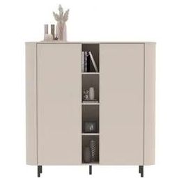 Highboard OTTO HOME "Lido, B/H 150/154 cm, 2 T&uuml;ren, 4 offene F&auml;cher, Stauraumschrank", cashmere, B:150cm H:154cm T:43cm, FSC-zertifizierter Holzwerkstoff, Sideboards, Highboard, Formgebogenes MDF, Stirnseiten mit Rundung, Push-to-open, Metallf&uuml;&szlig;e