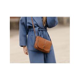 Pia Sassi Leder-Umh&auml;ngetasche in Hellbraun - (B)25 x (H)23 x (T)7 cm - 73% | Damen-taschen