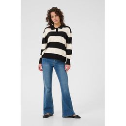 Kaffe Poloshirt in Creme/ Schwarz - 63% | Gr&ouml;&szlig;e XS | Damen-pullover-cardigans