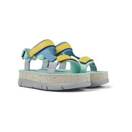 Camper Leder-Sandaletten in T&uuml;rkis/ Gelb/ Hellblau - 50% | Gr&ouml;&szlig;e 41 | Damen-sandalen