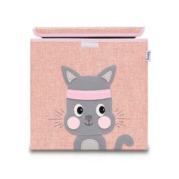 Lifeney Aufbewahrungsbox "Katze" in Rosa/ Grau - (B)33 x (H)33 x (T)33 cm - 51% | Kisten-koerbe