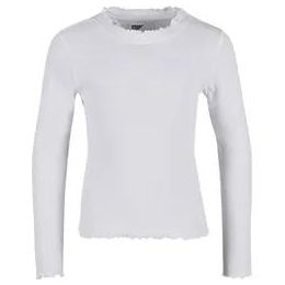 Longsleeve Urban Classics "Urban Classics Damen Girls Short Rib Longsleeve", M&auml;dchen, Gr. 158/164, wei&szlig;, 97% Baumwolle, 3% Elasthan, unifarben, slim fit, Rundhals, Shirts