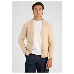 Strickjacke LINDBERGH "Cardigan Comfort Fit", Herren, Gr. L, lt sand mel, Obermaterial: 80% Wolle, 20% Nylon, unifarben, Strickjacken Strickjacke