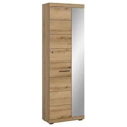 Garderobenschrank Home Affaire "SIENA, H&ouml;he 197cm, 2 T&uuml;ren, 4 Einlegeb&ouml;den, ausziehbare Kleiderstange", eichefarben, wei&szlig; hochglanz, B:62cm H:197cm T:37cm, FSC-zertifizierter Holzwerkstoff, Schr&auml;nke, Garderobenschrank, Stauraumschrank, Flurschrank, Dielenschrank