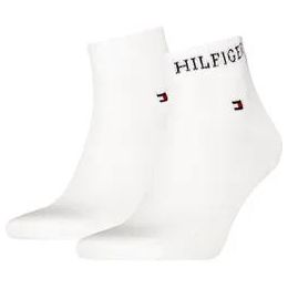 Kurzsocken Tommy Hilfiger "TH MEN QUARTER 2P HILFIGER TAB", Herren, Gr. 39-42, wei&szlig;, Baumwollmischung, normal, Socken, Logo-Flag und Schriftzug