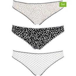COTONELLA 3er-Set: Slips in Wei&szlig;/ Schwarz/ Beige - 24% | Gr&ouml;&szlig;e M | Damen-unterteile