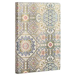 Paperblanks Liniertes Notizbuch ''Ashta'' in Beige/ Gr&uuml;n/ Blau - (B)13 x (H)18 cm - 54% | Buero-schulbedarf