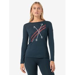 super.natural Funktionslongsleeve "Kryssede Ski" in Dunkelblau - 65% | Gr&ouml;&szlig;e M | Damen-outdoor-tops-shirts