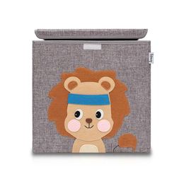 Lifeney Aufbewahrungsbox "L&ouml;we" in Grau/ Beige - (B)33 x (H)33 x (T)33 cm - 48% | Kisten-koerbe