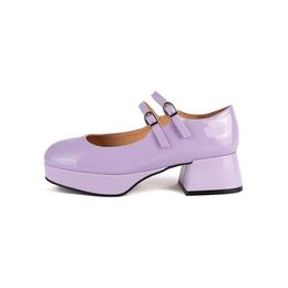 loft37 Leder-Spangenpumps in Lila - 54% | Gr&ouml;&szlig;e 35 | Pumps