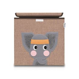 Lifeney Aufbewahrungsbox "Elefant" in Hellbraun/ Grau - (B)33 x (H)33 x (T)33 cm - 48% | Kisten-koerbe