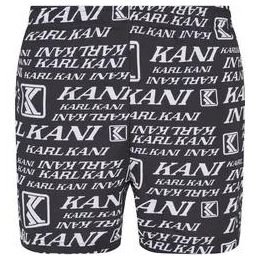 Badeshorts Karl Kani "Karl Kani Herren KM241-055-1 Retro Embro Swim Shorts", Gr. S, US-Gr&ouml;&szlig;en, schwarz, wei&szlig;, 100% Polyester, Badehosen Badeshorts