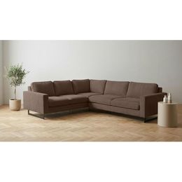 Home Affaire Ecksofa &raquo;Pinto, XXL, 250/290 cm, langer Schenkel, Ottomane&laquo; Cord, Chenille, Lederoptik, mit Keder, Metallf&uuml;&szlig;e, Wellenunterfederung braun 