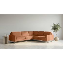 Home Affaire Ecksofa &raquo;Pinto, XXL, 250/290 cm, langer Schenkel, Ottomane&laquo; Cord, Chenille, Lederoptik, mit Keder, Metallf&uuml;&szlig;e, Wellenunterfederung 100% 