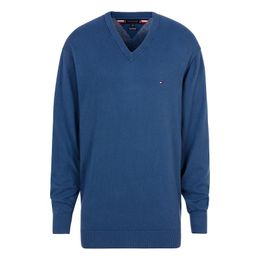 Tommy Hilfiger Big & Tall Tommy Hilfiger Big & Tall Herren Strickpullover &raquo;BT-PIMA ORG CTN CASHMERE VNCK-B&laquo; in Gro&szlig;en Gr&ouml;&szlig;en, mit Logostickerei auf Brusth&ouml;he blau 3XL