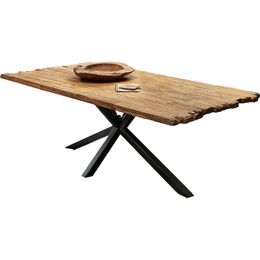 Sit Esstisch Platte aus recyceltem Teak beige Platte recyceltes Teak, Gestell Metall