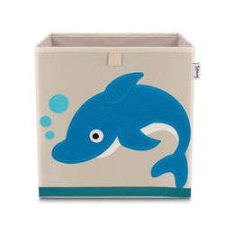 Lifeney Aufbewahrungsbox "Delfin" in Beige/ Blau - (B)33 x (H)33 x (T)33 cm - 50% | Kisten-koerbe