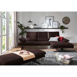 W.Schillig Ecksofa &raquo;broadway, Designsofa mit tollem Sitzkomfort&laquo; Sitztiefenverstellung, Kopfteil- & Seitenteilverstellung, Breite 291cm braun Longlife