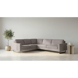 Home Affaire Ecksofa &raquo;Pinto, XXL, 250/290 cm, langer Schenkel, Ottomane&laquo; Cord, Chenille, Lederoptik, mit Keder, Metallf&uuml;&szlig;e, Wellenunterfederung 100% 
